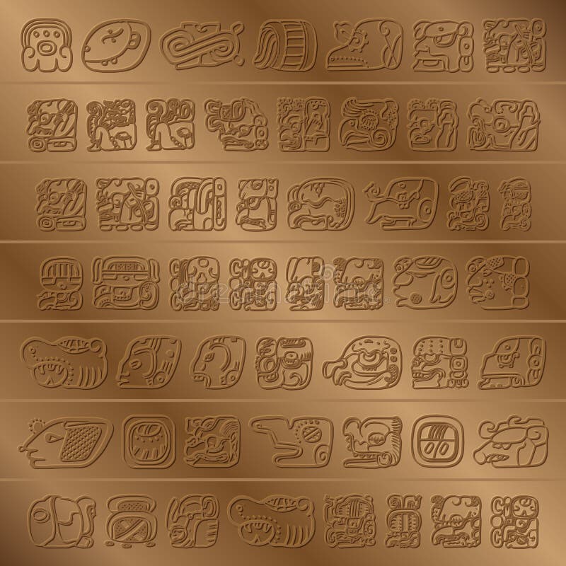 Maya glyphs background stock vector. Illustration of game - 10556797