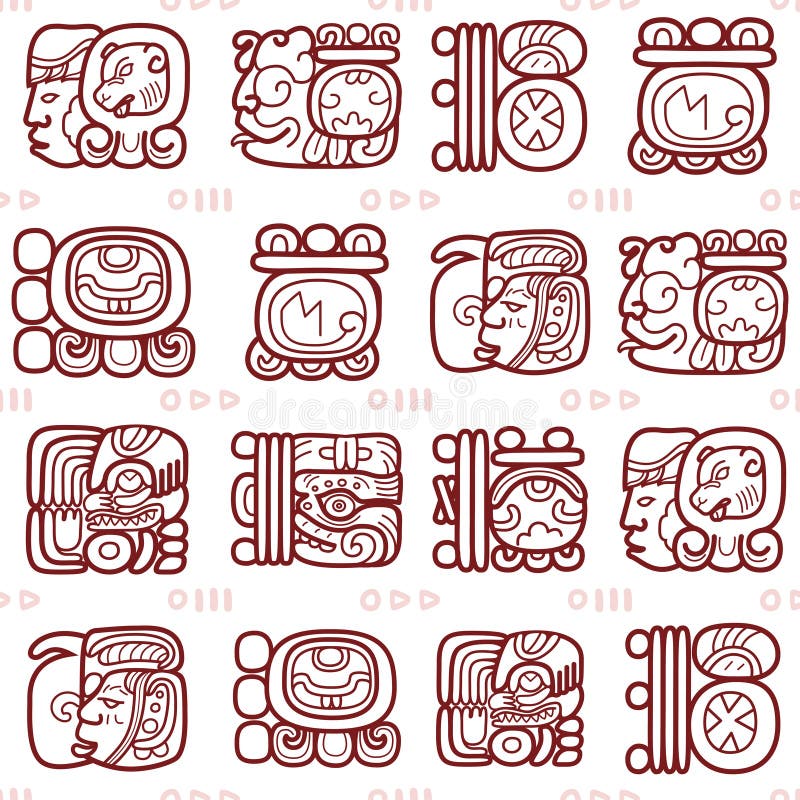 Maya Glyphs, Mayan Writing System Vector Seamless Pattern - Tribal Art ... Maya Glyphs, Mayan Writing System Vector Seamless Pattern - Tribal Art ...
