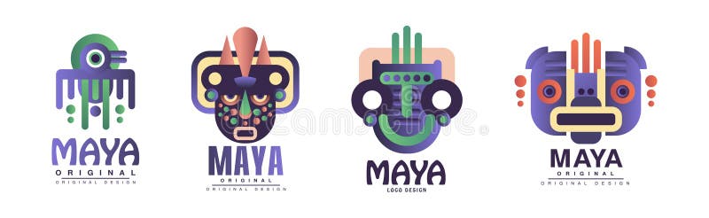 Maya Original Design Logo and Label Sign Vector Set Stock Illustration ...