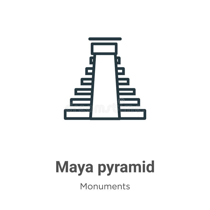 Outline Maya Pyramid Vector Icon. Isolated Black Simple Line Element ...