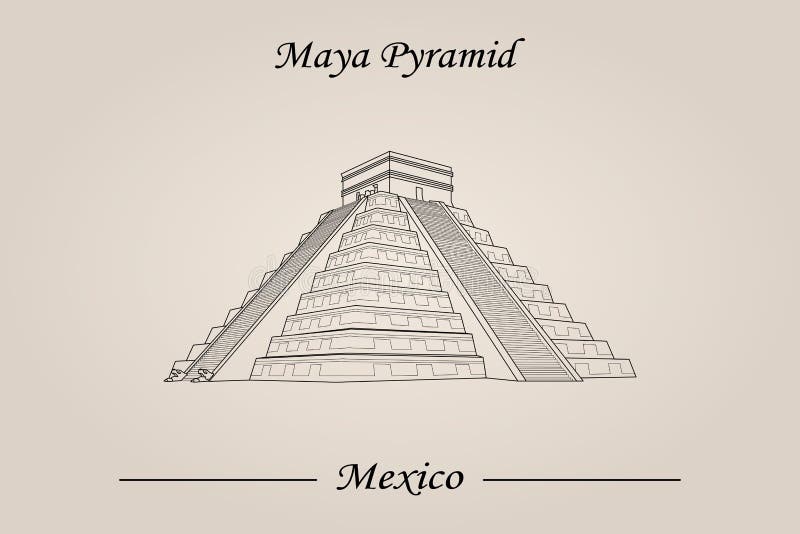 Kukulkan Pyramid And Planets Stock Illustration - Illustration of ...