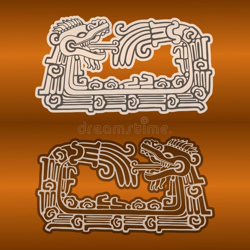 Maya Snake Quetzalcoatl Ouroboros Stock Illustration - Illustration of ...