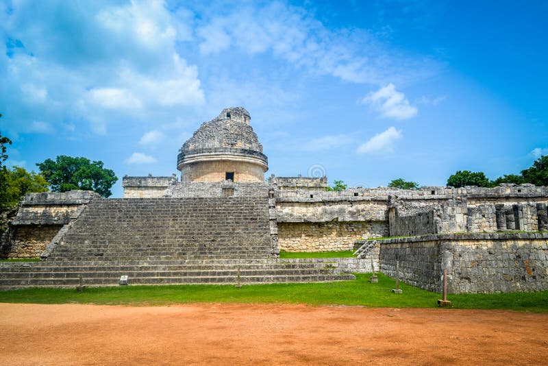 Astronomical Observatory At The Ancient Mayan City Of Chichen Itza In ...
