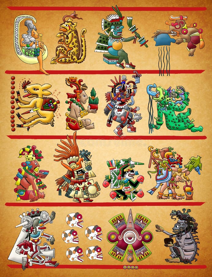 Mayan - Aztec Codex Illustration Stock Illustration - Illustration of ...