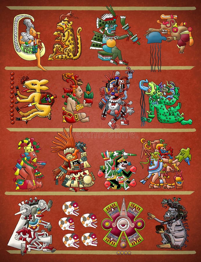 Mayan - Aztec Codex Illustration Stock Illustration - Illustration of ...