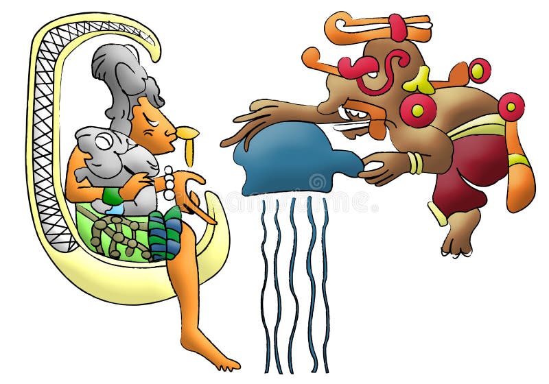 Mayan- Aztec Deity - Chaac and Ix Chel Stock Illustration ... Mayan- Aztec Deity - Chaac and Ix Chel Stock Illustration ...