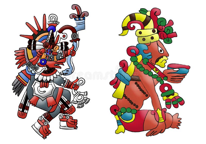 Mayan- Aztec Deity - Ah Puch and Balam Stock Illustration ...
