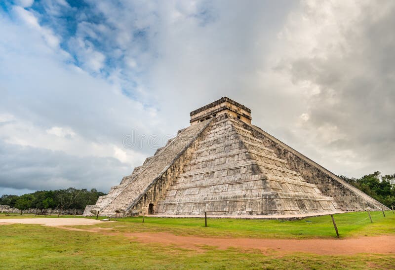 Mayan Chichen Itza Pyramid in Mexico with Beautiful Sky Stock Image ...