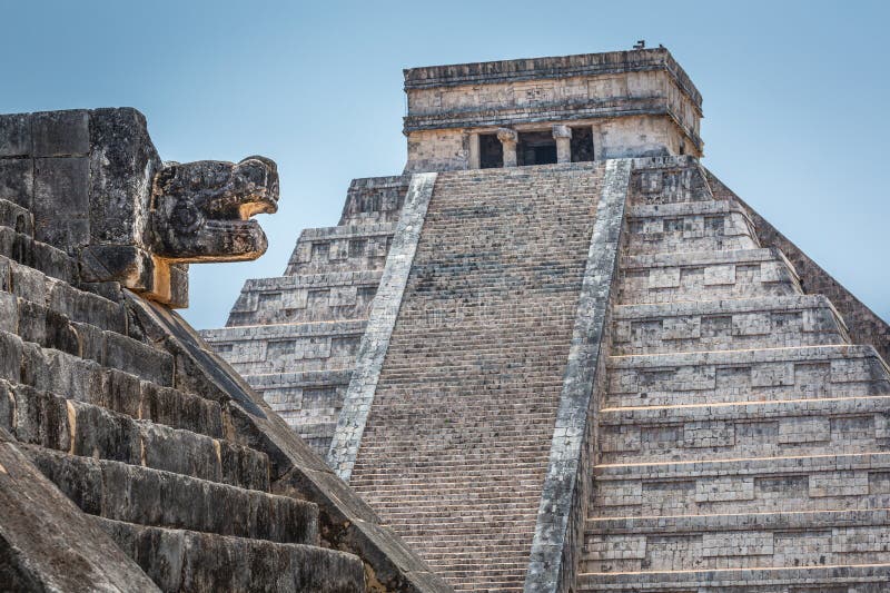 Mayan Chichen Itza Pyramid and Platform at Sunrise, Yucatan, Mexico ...