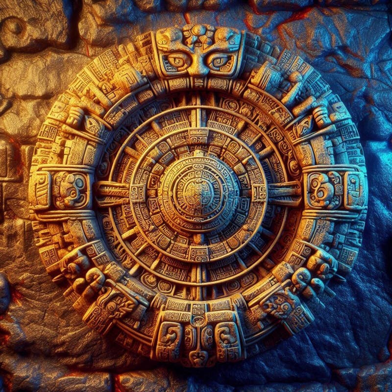Ancient Mayan Calendar Stone – High-Resolution 3D Render of Mystical ...