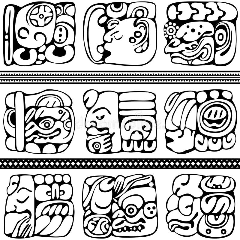 Mayan Glyphs Set stock vector. Illustration of maya - 185192363