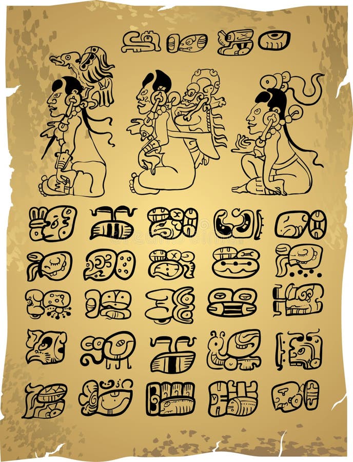 Mayan hieroglyphs stock vector. Illustration of sacrifice - 29220219