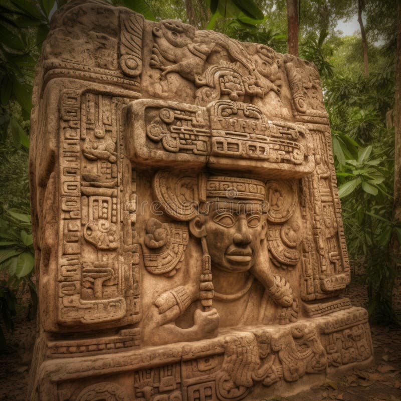 Mayan Inscribed Patterns on a Rock Ai Generative Illustration Stock ...