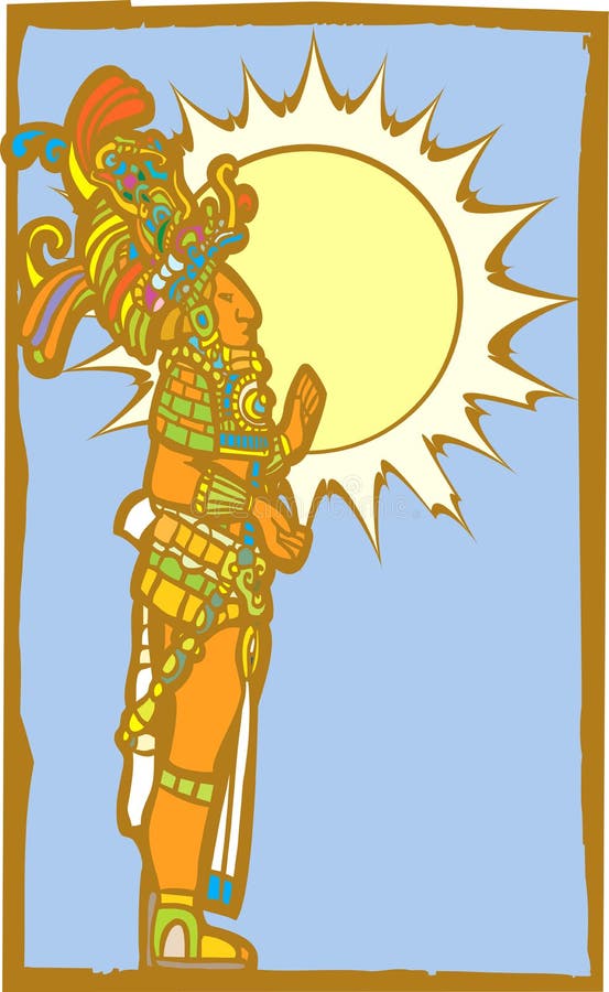 Mayan sun stock vector. Illustration of archaic, heat - 9583054
