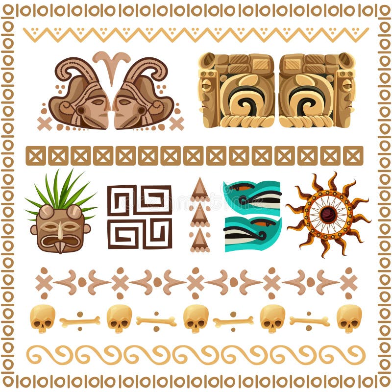 Set of Mayan patterns stock vector. Illustration of aztec - 68796950
