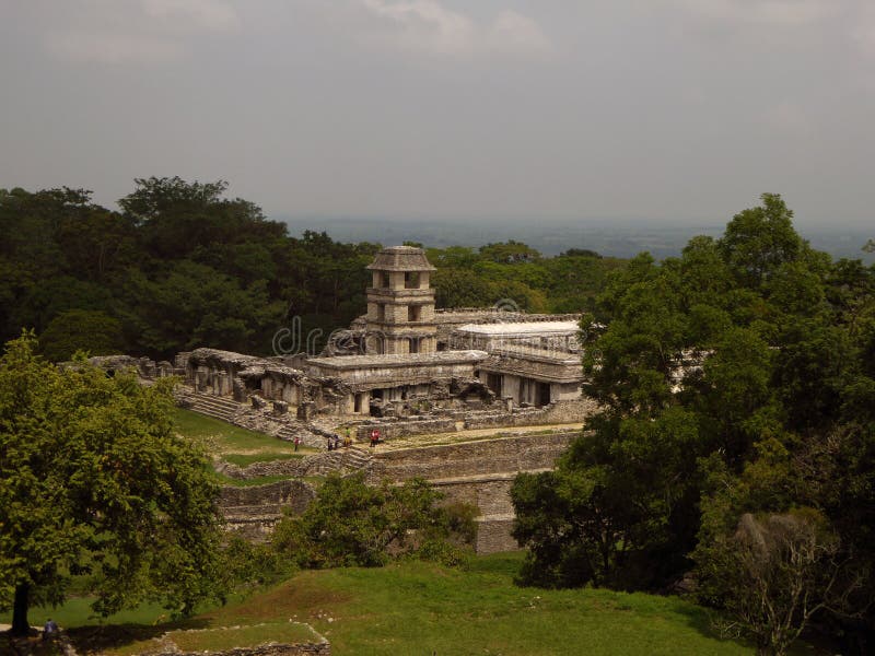 Mayan Palace at Palenque Archeological Site Stock Image - Image of ...