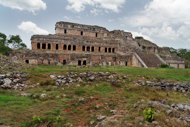Mayan Palace in Sayil Yucatan Mexico Stock Photo - Image of maya, doors ...