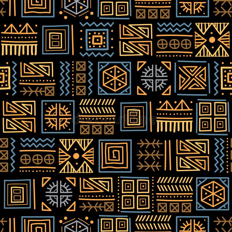 Mayan Patchwork Seamless Pattern. Bright Multicolor Background Stock ...