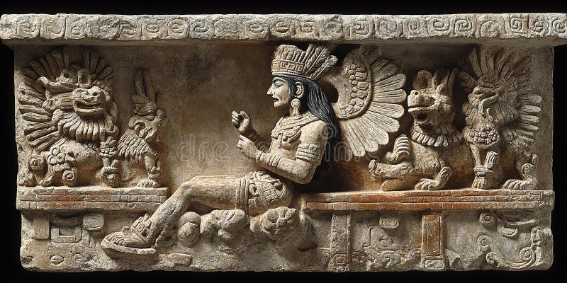 Mayan Priest, Ancient Stone Carving Heard on Temple Wall Stock ...