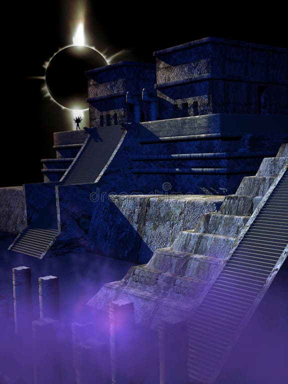 Mayan priest and eclipse stock illustration. Illustration of archeology ...