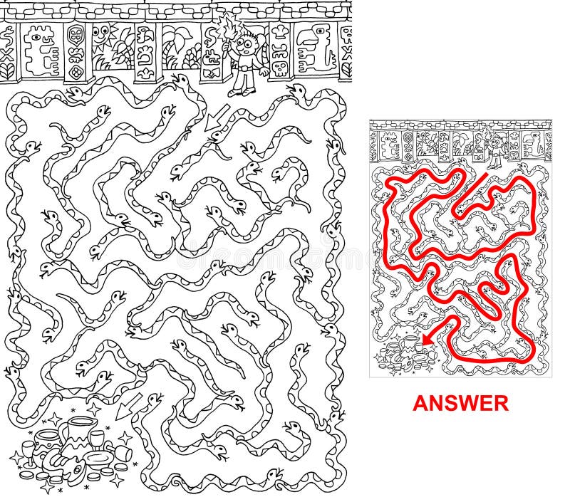 Mayan Pyramid - Labyrinth for Kids Stock Vector - Illustration of funny ...