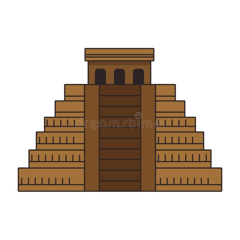 Iconic World Monuments, Mayan Pyramid Icon Stock Vector - Illustration ...