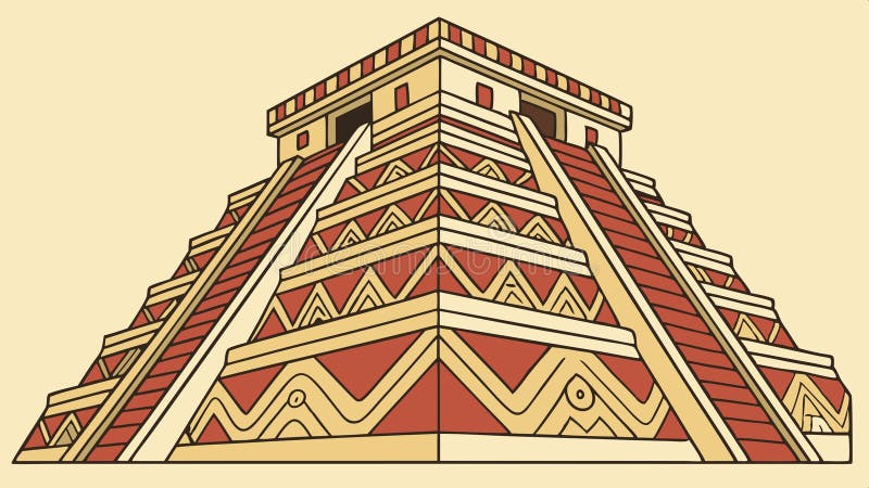 Mayan Pyramid Illustration, Ancient Civilization Architecture Vector ...
