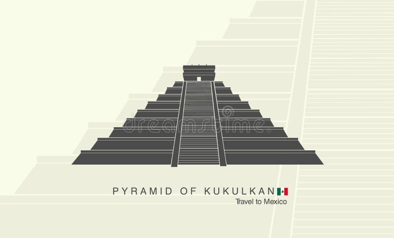 Mayan Pyramid of Kukulkan in Mexico Stock Vector - Illustration of ...