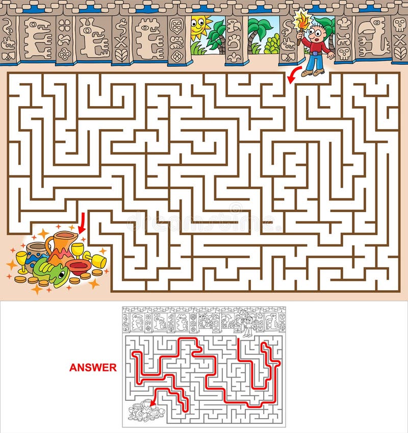 Mayan Pyramid - Labyrinth for Kids Stock Vector - Illustration of ...