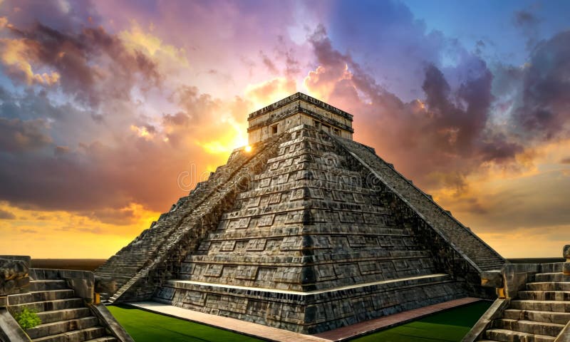 Mayan Pyramid at Sunset, Chichen Itza, Timelapse 4K Stock Video - Video ...