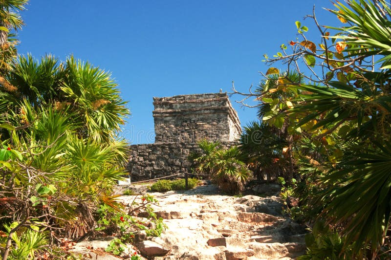 Mayan Pyramid, Tulum, Mexico Stock Image - Image of cliff, historical ...