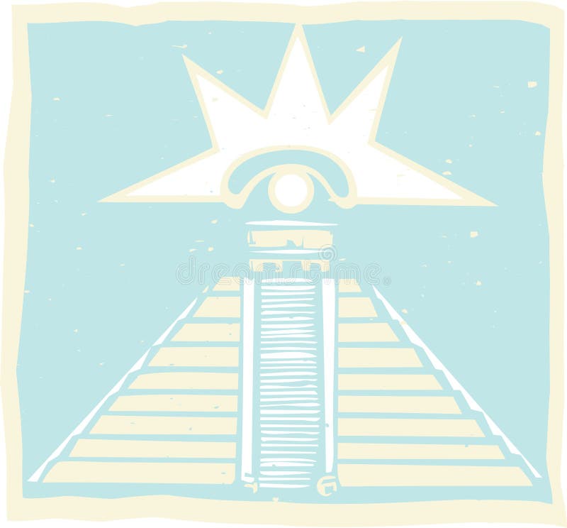 Mayan Pyramid with Venus Eye Glyph Stock Vector - Illustration of ...