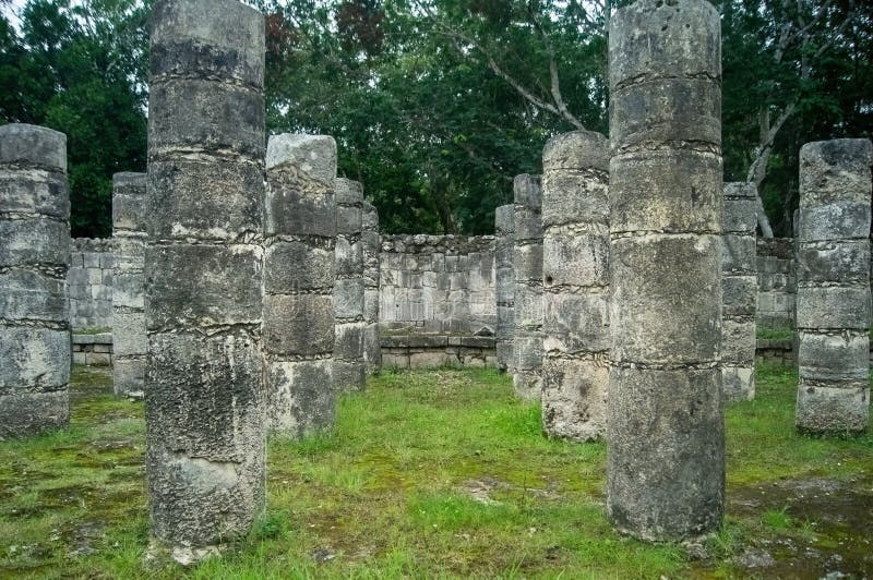 Mayan Pyramids in Mexico, Stone Construction, Surrounded by Vegetation ...