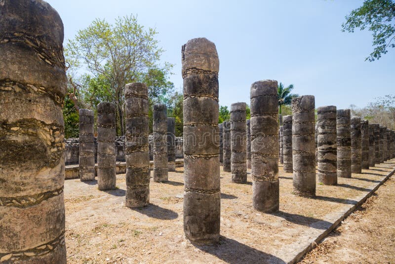 Mayan stone pillars. stock image. Image of mayans, pillar - 55955905