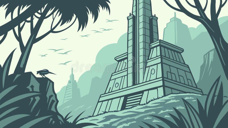 Mayan Tech Ancient Temple with Modern Radar Dome, Vector Design ...