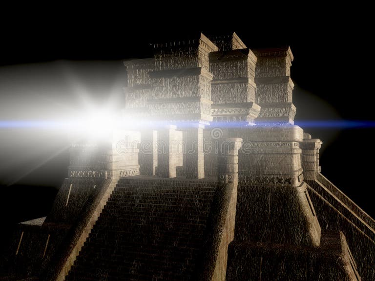 Mayan Temple at Night stock illustration. Illustration of pyramid ...
