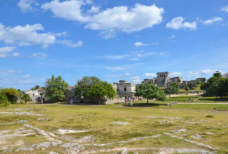 Mayan Temple in Tulum, Mexico Stock Photo - Image of heritage, clouds ...