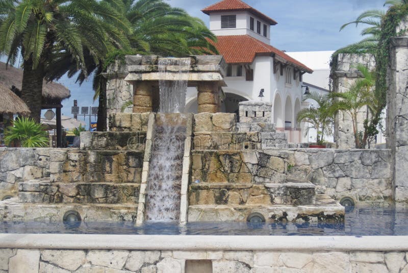 Mayan Temple waterfall stock image. Image of mayan, cozumel - 160639901