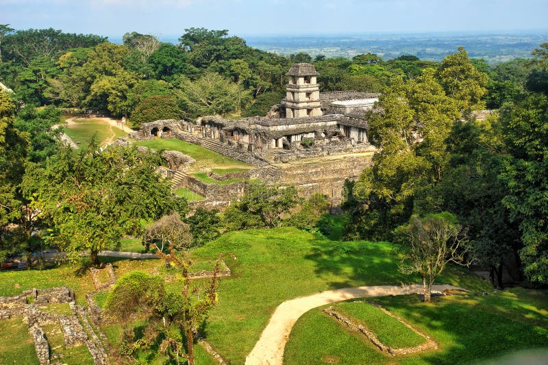 Temples of the Cross Group in Palenque, Mexico Stock Photo - Image of ...