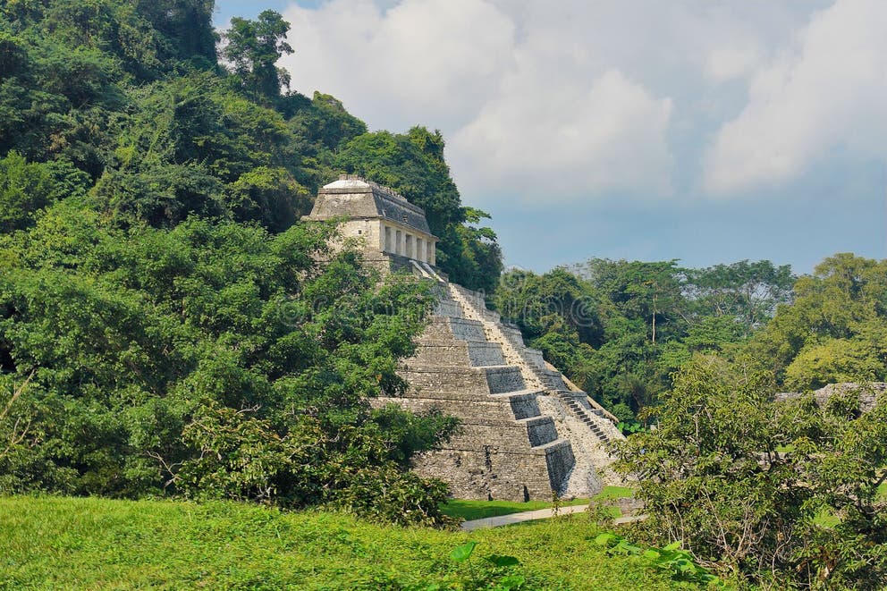 Temples of the Cross Group in Palenque, Mexico Stock Image - Image of ...