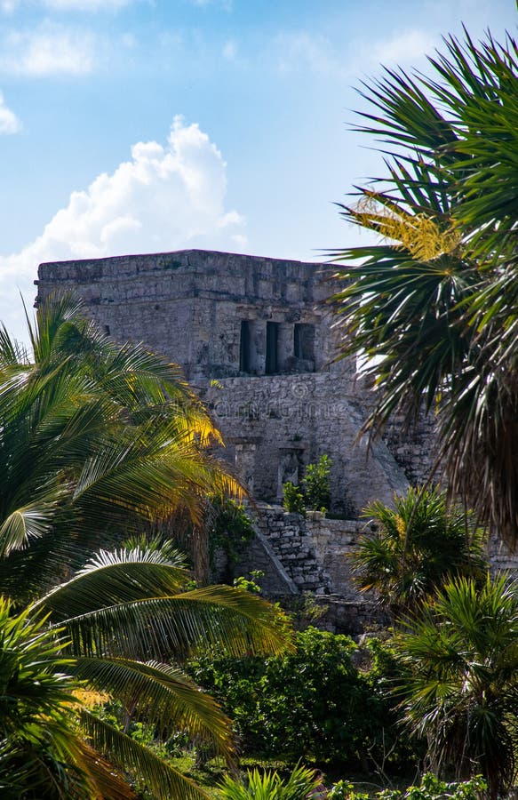 Mayan Tower at Tulum Yucatan Stock Photo - Image of archeology ...