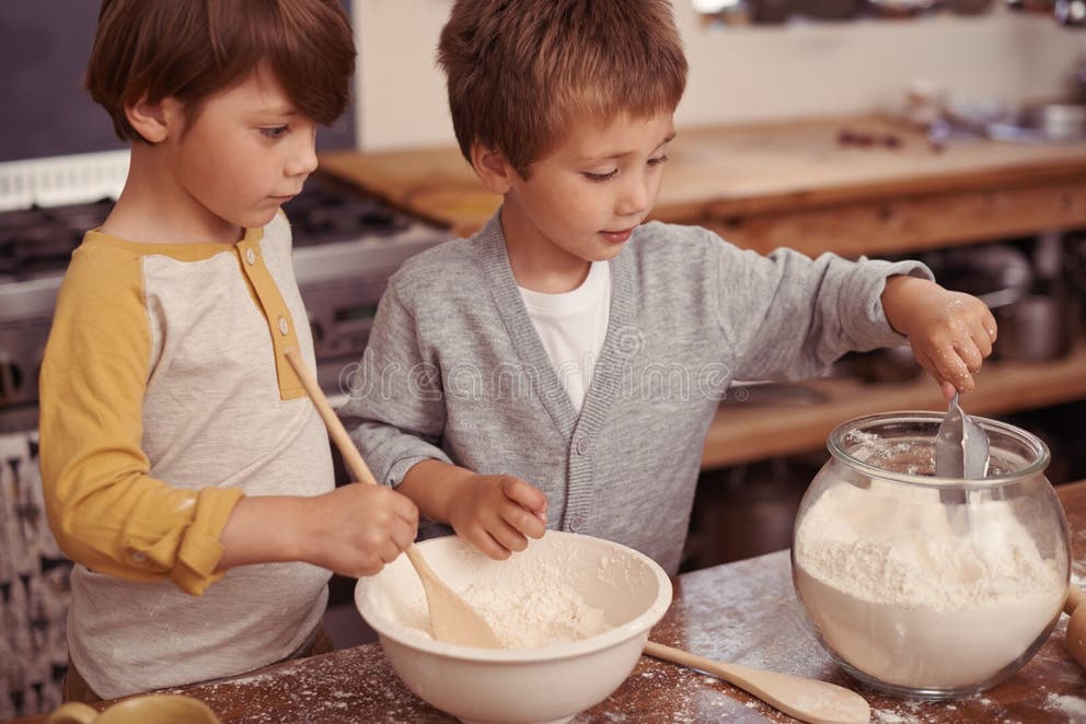 Maybe we Should Add More Flour...two Young Brothers Baking in the ...
