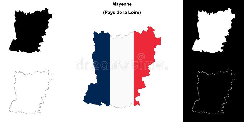 Mayenne outline map stock vector. Illustration of contour - 334672533