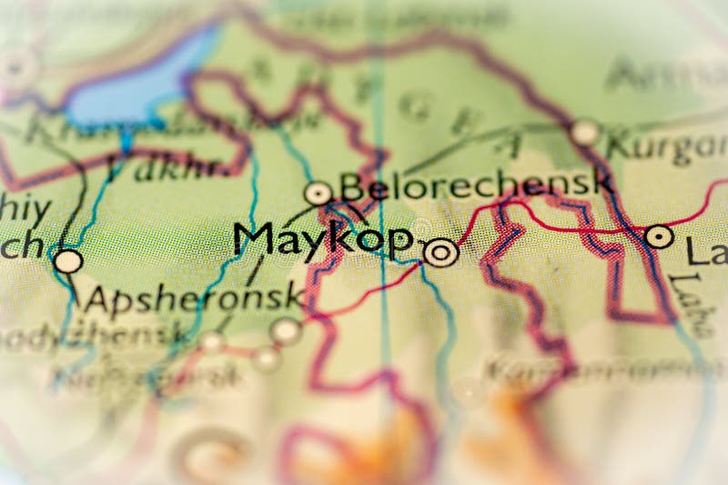 Maykop, Russia Highlighted on a World Map Stock Image - Image of guide ...