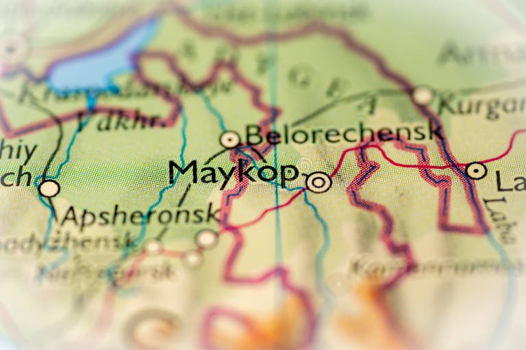 Maykop, Russia Highlighted on a World Map Stock Image - Image of guide ...
