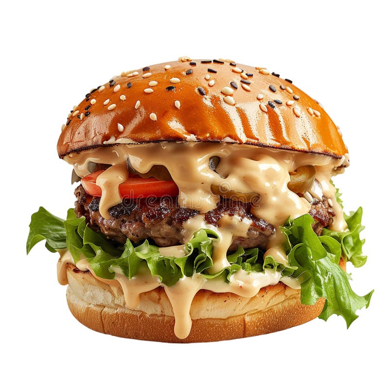 Mayo Burger on White Background Stock Illustration - Illustration of ...