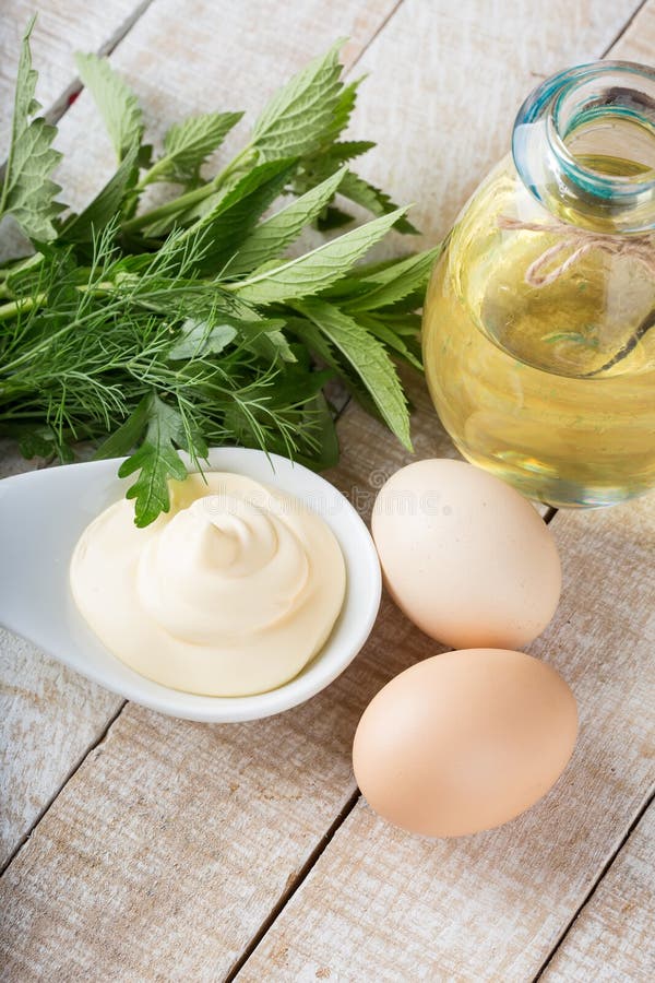 Mayonnaise in Bowl on Table Stock Image - Image of food, cooking: 38551571