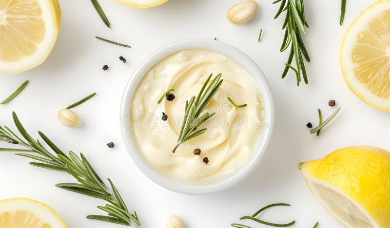 Mayonnaise with Lemon in a Cup Stock Image - Image of cuisine, dessert ...