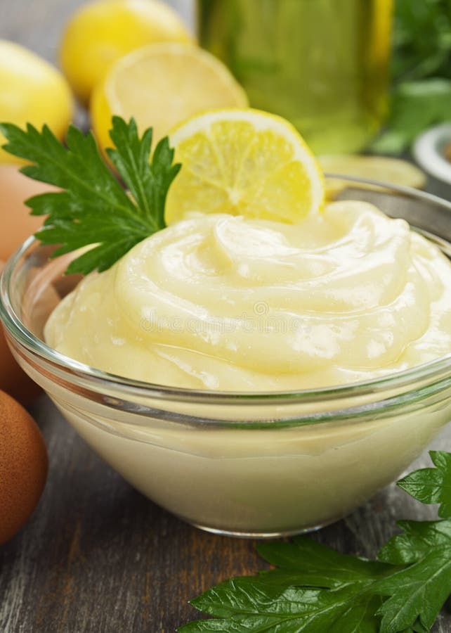 Mayonnaise with Olive Oil and Lemon Stock Image - Image of condiment ...