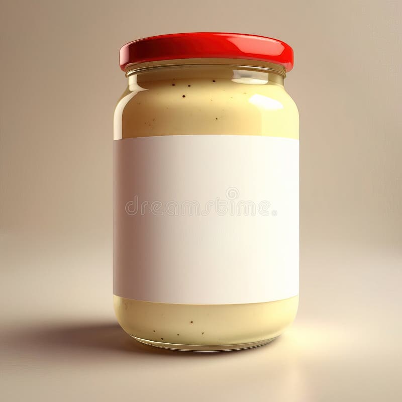 Mayonnaise in Glass Jar, Blank Empty Generic Product Packaging Mockup ...
